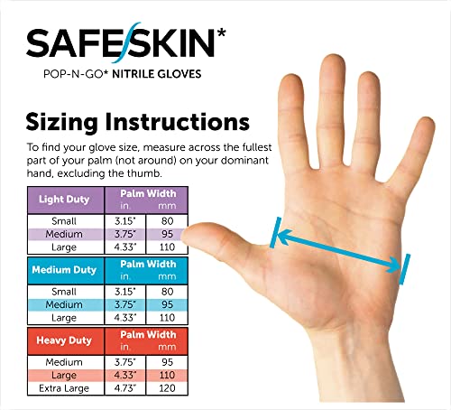 SAFESKIN* Nitrile Exam Disposable Gloves in POP-N-GO* Pack, Heavy Duty, Size X-Large, Powder-Free, Black - For Household Plumbing, Gardening, Painting - Exam Gloves, 40 Count