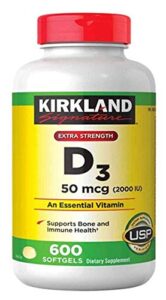 kirkland signature maximum strength vitamin d3 2000 i.u. 600 softgels, bottle personal healthcare / health care