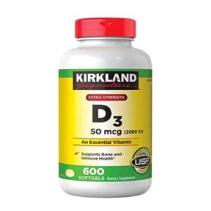 Kirkland Signature Maximum Strength Vitamin D3 2000 I.U. 600 Softgels, Bottle Personal Healthcare / Health Care