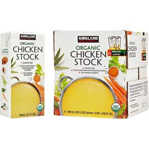 kirkland signature organic gluten-free chicken stock reasealable cartons: 6-count (32 fl oz.)