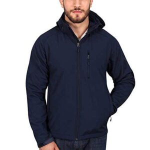 kirkland signature men’s sherpa lined softshell detachable hood (l, navy)