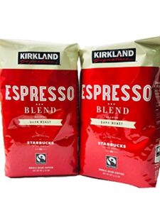 (pack of 2) kirkland signature dark roast espresso blend coffee roasted by starbucks 32 oz. bag