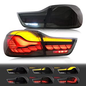 vland led tail lights compatible with 4-series bmw gts f32 f33 f36 f82 f83 2014-2020 sedan/ convertible/ coupe w/sequential w/dynamic animation dragon scale (smoke)