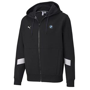 puma mens bmw m motorsport full zip hoodie, black puma, m