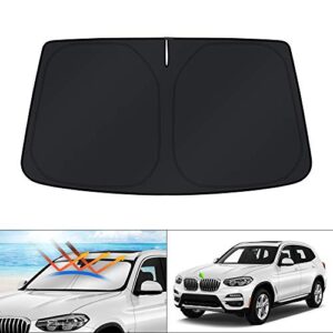 kust custom fit windshield sun shade for 2018-2023 bmw x3 window shade sun visor protector foldable sunshade blocks uv rays keep your car cooler