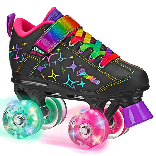 Roller Derby Sparkles Lighted Roller Skates Black/Rainbow Size 3