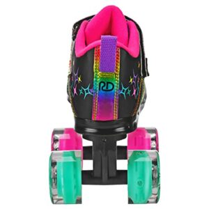 Roller Derby Sparkles Lighted Roller Skates Black/Rainbow Size 3