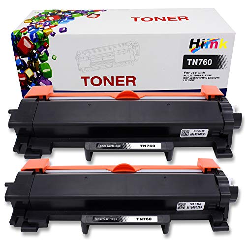 HIINK Compatible Toner Cartridge Replacement for Brother TN-760 TN730 TN760 Toner Used in HL-L2350DW HL-L2395DW HL-L2390DW HL-L2370DW DCP-L2550DW MFC-L2710DW MFC-L2750DW MFC-L2730DW(2-Pack)