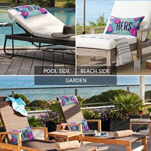 Recliner Head Pillow Ledge Loungers Chair Pillows with Insert Mother'S Day Pink Daisy Blue Lumbar Pillow with Adjustable Strap Outdoor Waterproof Patio Pillows for Beach Pool Chair, 2 PCS