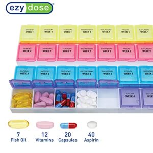 Ezy Dose 28-Day Monthly Pill Medtime Planner Organizer Case 4 Week Daily Supplement Vitamin Box (28 Day - 2 Pack)