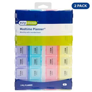 Ezy Dose 28-Day Monthly Pill Medtime Planner Organizer Case 4 Week Daily Supplement Vitamin Box (28 Day - 2 Pack)