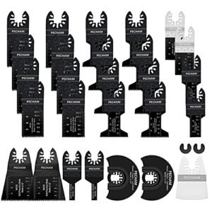 pecham 29pcs universal wood metal oscillating multitool quick release saw blades fit porter cable black & decker rockwell ridgid ryobi milwaukee dewalt chicago craftsman