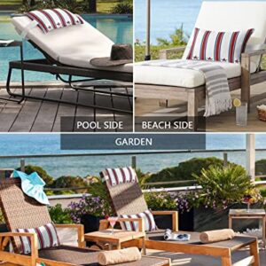 Recliner Head Pillow Ledge Loungers Chair Pillows with Insert 4th of July Star Stripes White Lumbar Pillow with Adjustable Strap Outdoor Waterproof Patio Pillows for Beach Pool Chair, 2 PCS