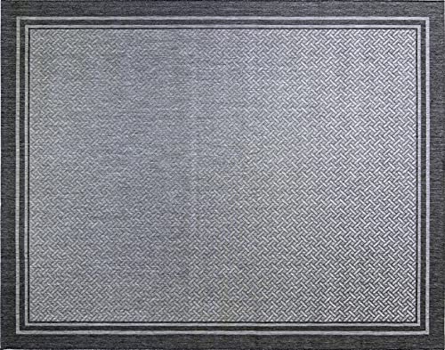 Gertmenian Indoor Outdoor Area Rug, Classic Flatweave, Washable, Stain & UV Resistant Carpet, Deck, Patio, Poolside & Mudroom, 9x13 Ft Extra Large, Simple Border, Silver Gray, 21978