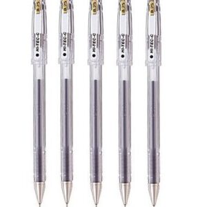 Pilot Hi-Tec-C 025 Gel Ink Pen, Hyper Fine Point 0.25mm, Black Ink, LH-20C25, Value Set of 5