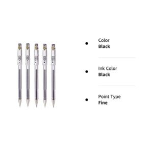 Pilot Hi-Tec-C 025 Gel Ink Pen, Hyper Fine Point 0.25mm, Black Ink, LH-20C25, Value Set of 5