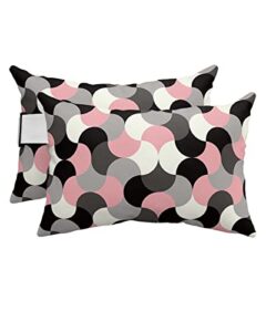 recliner head pillow ledge loungers chair pillows with insert mid century pink grey black abstract geometric art modern lumbar pillow with adjustable strap patio cushion for sofa bench couch, 2 pcs