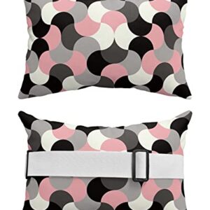 Recliner Head Pillow Ledge Loungers Chair Pillows with Insert Mid Century Pink Grey Black Abstract Geometric Art Modern Lumbar Pillow with Adjustable Strap Patio Cushion for Sofa Bench Couch, 2 PCS