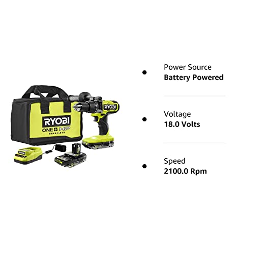 RYOBI ONE+ HP 18V Brushless Cordless 1/2 in. Hammer Drill Kit with (2) 2.0 Ah Batteries, Charger, and Bag (PBLHM101K2)