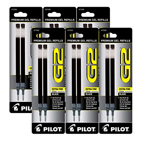 Pilot G2 Gel Ink Refill for Rolling Ball Pens, Extra Fine Point, Black Ink (PIL77232-6PACKS)