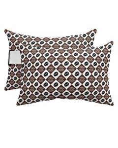 recliner head pillow ledge loungers chair pillows with insert hdrawn brown cube plaid coffee bean cups lumbar pillow with adjustable strap outdoor waterproof patio pillows for beach pool, 2 pcs