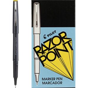 pilot razor point fine line marker stick pens, ultra-fine point (0.3mm) black ink, 12-pack (11001)