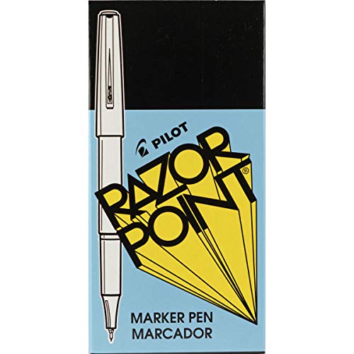 PILOT Razor Point Fine Line Marker Stick Pens, Ultra-Fine Point (0.3mm) Black Ink, 12-Pack (11001)