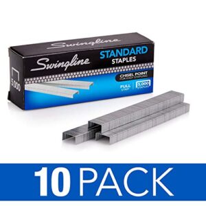 Swingline Staples, Standard, 1/4" Length, 210/Strip, 5000/Box, 10 Pack (35111) Packaging may vary