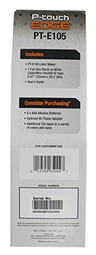 Brother PT-E105 P-Touch Edge Handheld Industrial Label Maker with Interactive Menu and Automatic Lamination (AAA Batteries Not Included)