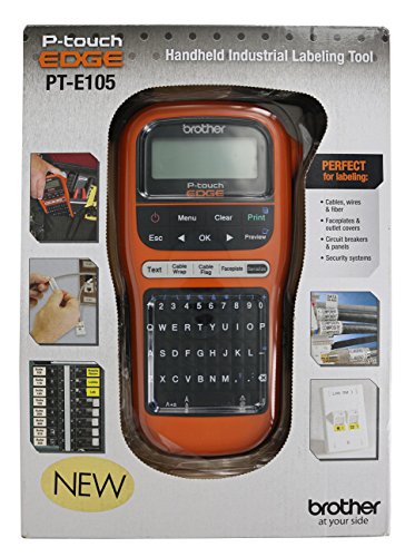 Brother PT-E105 P-Touch Edge Handheld Industrial Label Maker with Interactive Menu and Automatic Lamination (AAA Batteries Not Included)