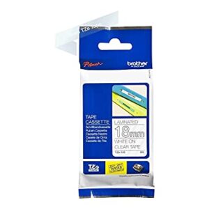 Brother Tze145 Tze Standard Adhesive Laminated Labeling Tape, 3/4-Inch W, White On Clear