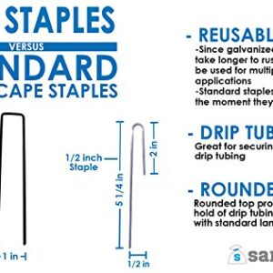 Sandbaggy DRIP TUBING Stakes Landscape Staples | 5 inch Length | Drip Anchors | Landscape Pins | Lawn Nails | Garden Stakes | Designed to Hold Drip Tubing Up to 1/4" Diameter | Pack of 100