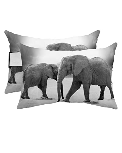 Recliner Head Pillow Ledge Loungers Chair Pillows with Insert Wild Animal Elephant Gray Lumbar Pillow with Adjustable Strap Outdoor Waterproof Patio Pillows for Couch Beach Pool Office Chair, 2 PCS