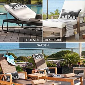 Recliner Head Pillow Ledge Loungers Chair Pillows with Insert Wild Animal Elephant Gray Lumbar Pillow with Adjustable Strap Outdoor Waterproof Patio Pillows for Couch Beach Pool Office Chair, 2 PCS