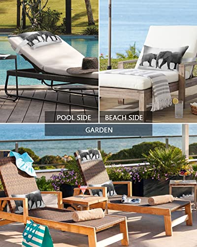 Recliner Head Pillow Ledge Loungers Chair Pillows with Insert Wild Animal Elephant Gray Lumbar Pillow with Adjustable Strap Outdoor Waterproof Patio Pillows for Couch Beach Pool Office Chair, 2 PCS