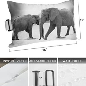 Recliner Head Pillow Ledge Loungers Chair Pillows with Insert Wild Animal Elephant Gray Lumbar Pillow with Adjustable Strap Outdoor Waterproof Patio Pillows for Couch Beach Pool Office Chair, 2 PCS