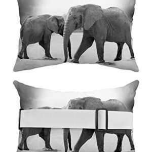 Recliner Head Pillow Ledge Loungers Chair Pillows with Insert Wild Animal Elephant Gray Lumbar Pillow with Adjustable Strap Outdoor Waterproof Patio Pillows for Couch Beach Pool Office Chair, 2 PCS