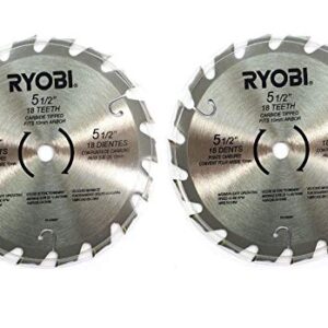 (2) Ryobi 5 1/2" 18 Tooth Carbide-Tipped Circular Saw Blades Fit 10mm Arbor