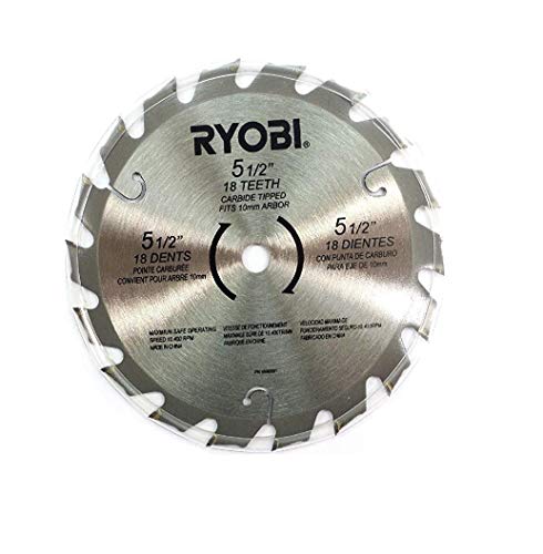 (2) Ryobi 5 1/2" 18 Tooth Carbide-Tipped Circular Saw Blades Fit 10mm Arbor