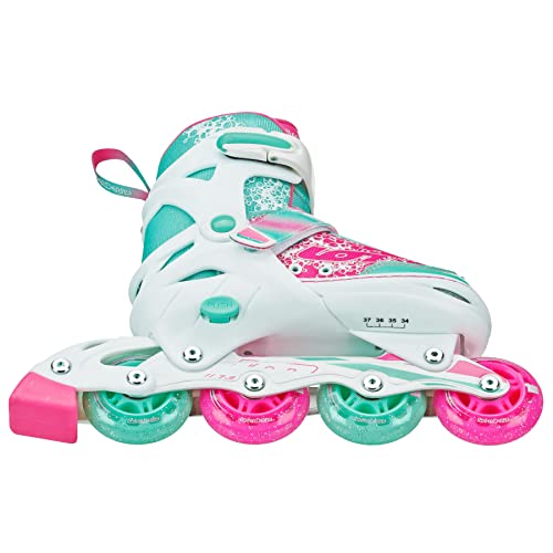 Roller Derby ION 7.2 Girl's Adjustable Inline Skates White/Mint/Pink Size Medium (2-5)