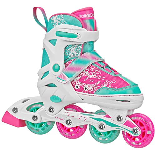 Roller Derby ION 7.2 Girl's Adjustable Inline Skates White/Mint/Pink Size Medium (2-5)