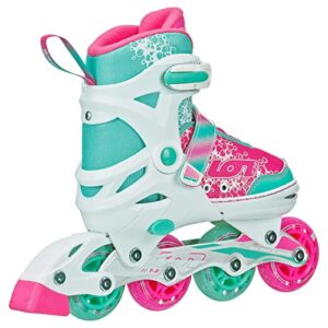 Roller Derby ION 7.2 Girl's Adjustable Inline Skates White/Mint/Pink Size Medium (2-5)