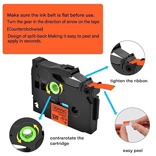 GREENCYCLE Compatible for Brother TZ TZE B11 TZe-B11 AZE B11 0.23 Inch 1/4" Black on Fluorescent Orange Laminated Label Tape 6mm x 5m for PTD210 D400AD D600 PT-H100 PTH110 PT1290 PT-1230PC, 3 Pack