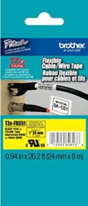 2/pack genuine brother 1″ (24mm) black on yellow flexible cable and wire tze p-touch tapes for brother pt-e550w, pte550w label maker