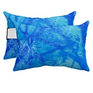 Recliner Head Pillow Ledge Loungers Chair Pillows with Insert Abstract Mystic Mottled Blue Tree Shadow Lumbar Pillow with Adjustable Strap Outdoor Waterproof Patio Pillows for Beach Pool, 2 PCS