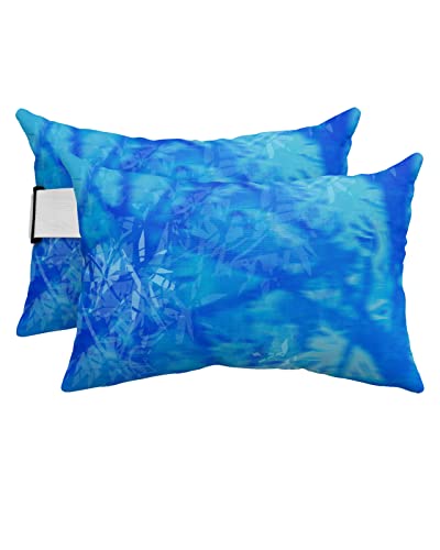 Recliner Head Pillow Ledge Loungers Chair Pillows with Insert Abstract Mystic Mottled Blue Tree Shadow Lumbar Pillow with Adjustable Strap Outdoor Waterproof Patio Pillows for Beach Pool, 2 PCS