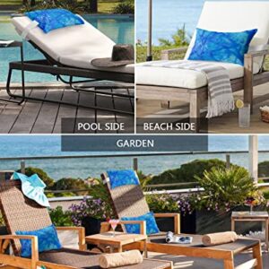 Recliner Head Pillow Ledge Loungers Chair Pillows with Insert Abstract Mystic Mottled Blue Tree Shadow Lumbar Pillow with Adjustable Strap Outdoor Waterproof Patio Pillows for Beach Pool, 2 PCS