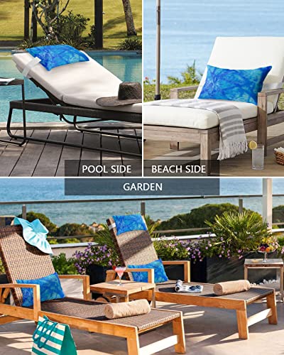 Recliner Head Pillow Ledge Loungers Chair Pillows with Insert Abstract Mystic Mottled Blue Tree Shadow Lumbar Pillow with Adjustable Strap Outdoor Waterproof Patio Pillows for Beach Pool, 2 PCS