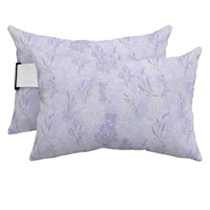 Recliner Head Pillow Ledge Loungers Chair Pillows with Insert Flower Spring Simple Hand Painted Plant Lavender Purple Lumbar Pillow with Adjustable Strap Patio Garden Cushion for Bench Couch, 2 PCS