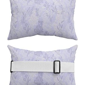 Recliner Head Pillow Ledge Loungers Chair Pillows with Insert Flower Spring Simple Hand Painted Plant Lavender Purple Lumbar Pillow with Adjustable Strap Patio Garden Cushion for Bench Couch, 2 PCS